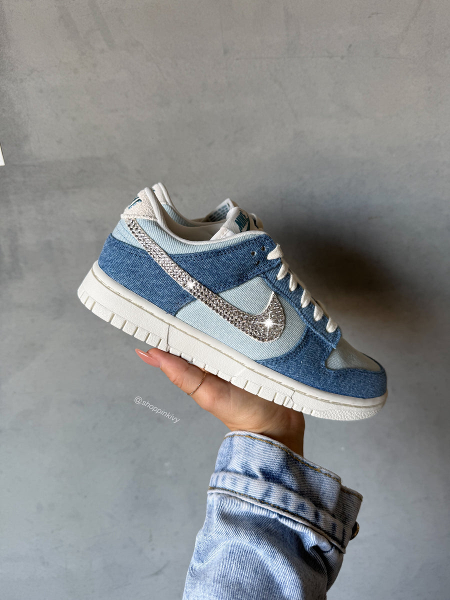 Special Edition Denim Swarovski Womens Nike Dunk Shoes – Pink Ivy